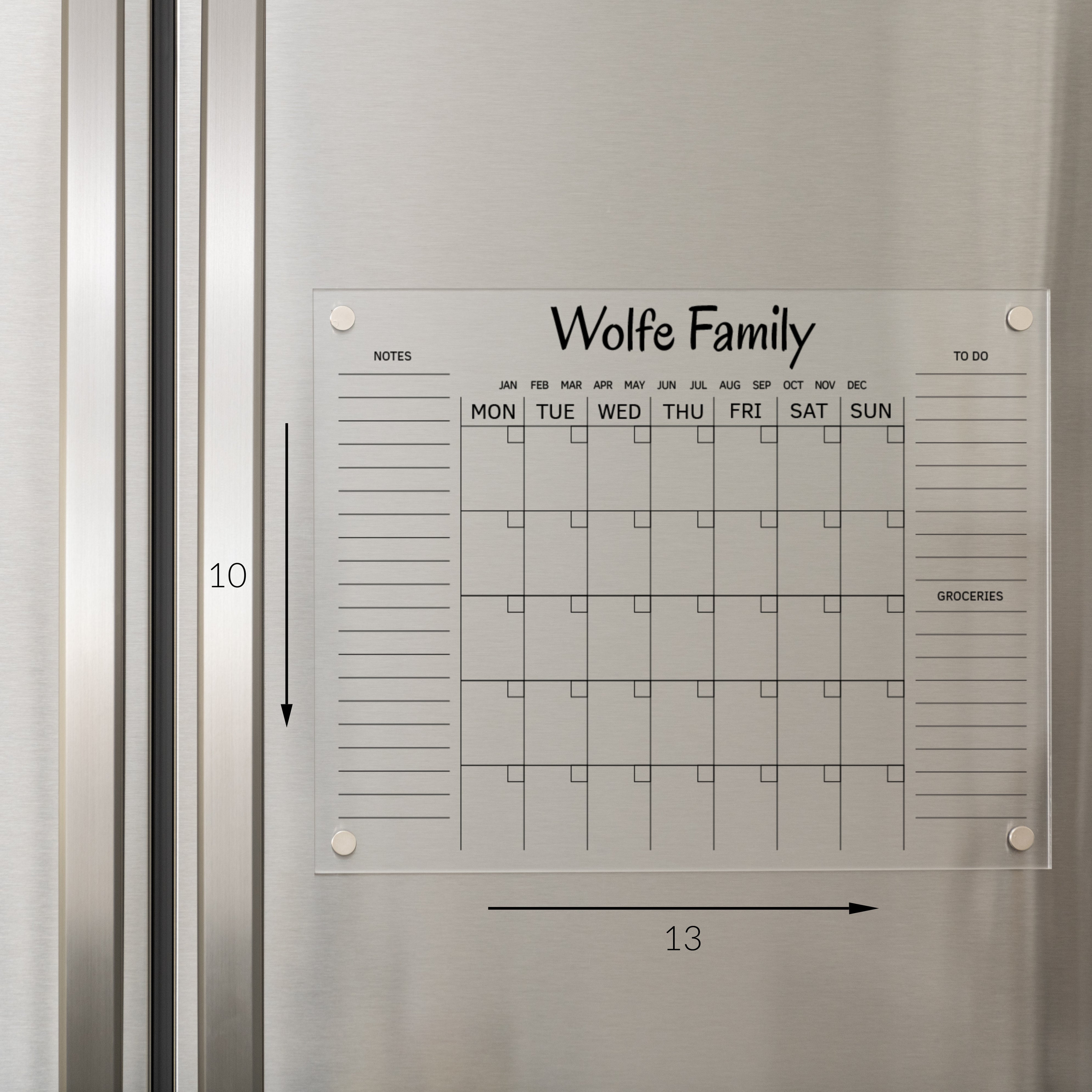 Monthly Acrylic Calendar | Magnetic Fridge | Calen Love® - Calen Love